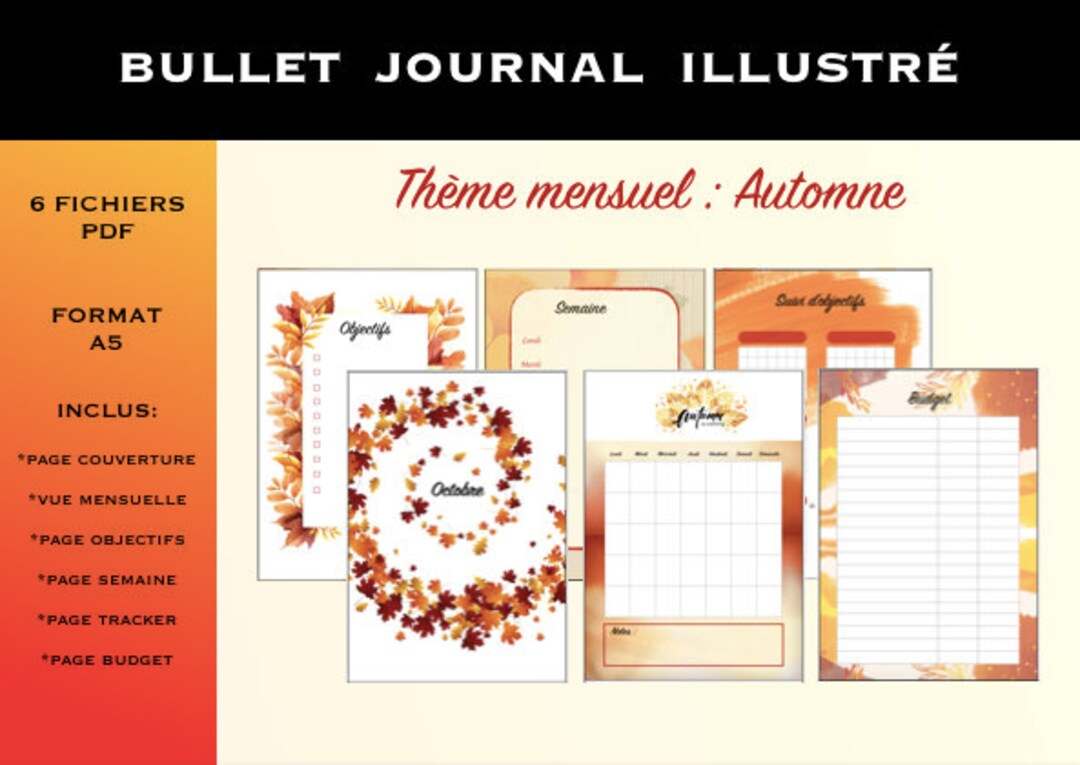 Bullet Journal Template Autumn Theme - Etsy