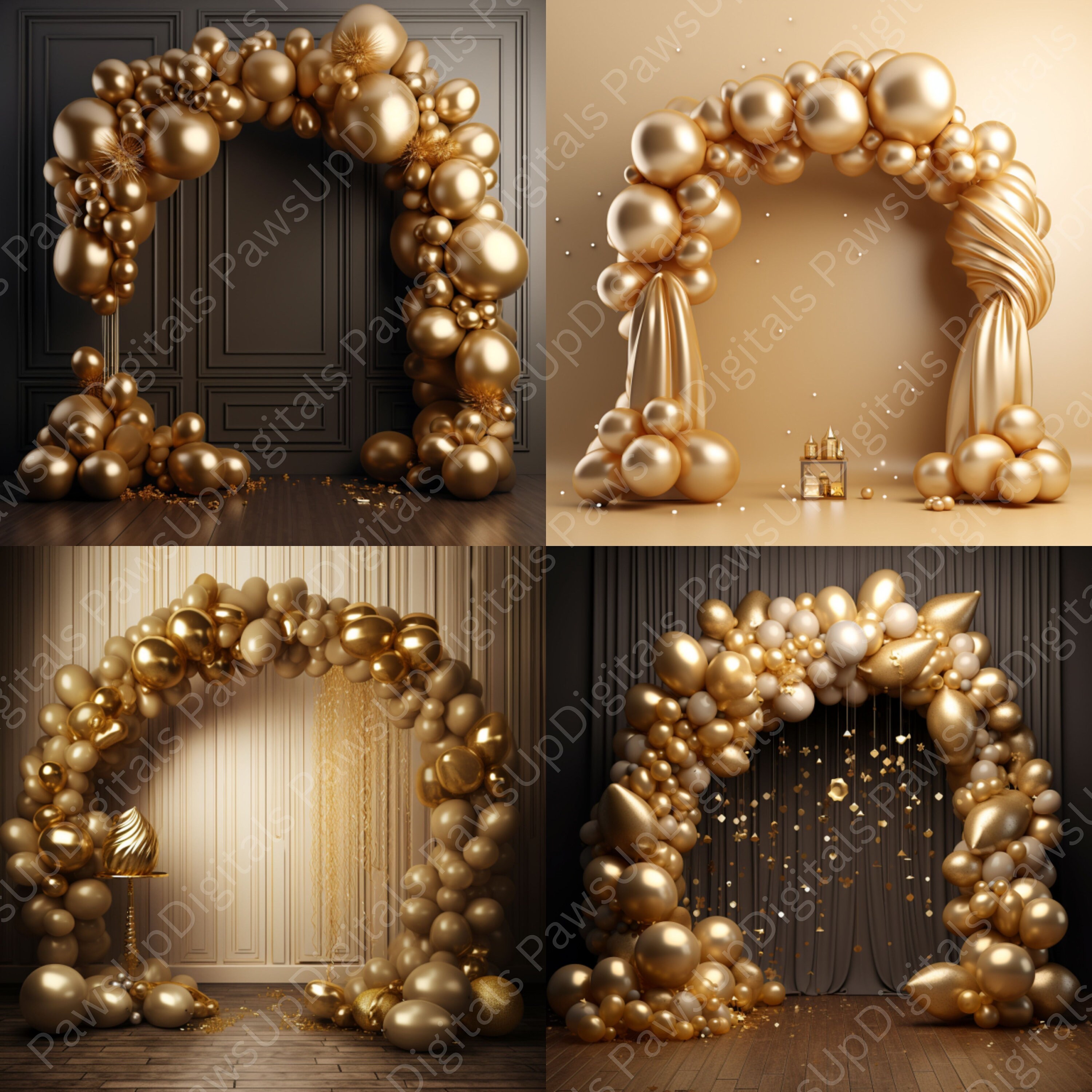 Golden Arch Way Digital Backdrop Overlays Elegant Pregnancy - Etsy