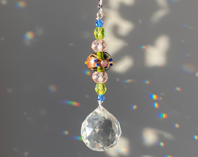 Garden Rose Suncatcher, Window Decoration, Hanging Prism, Rainbow Prism ...