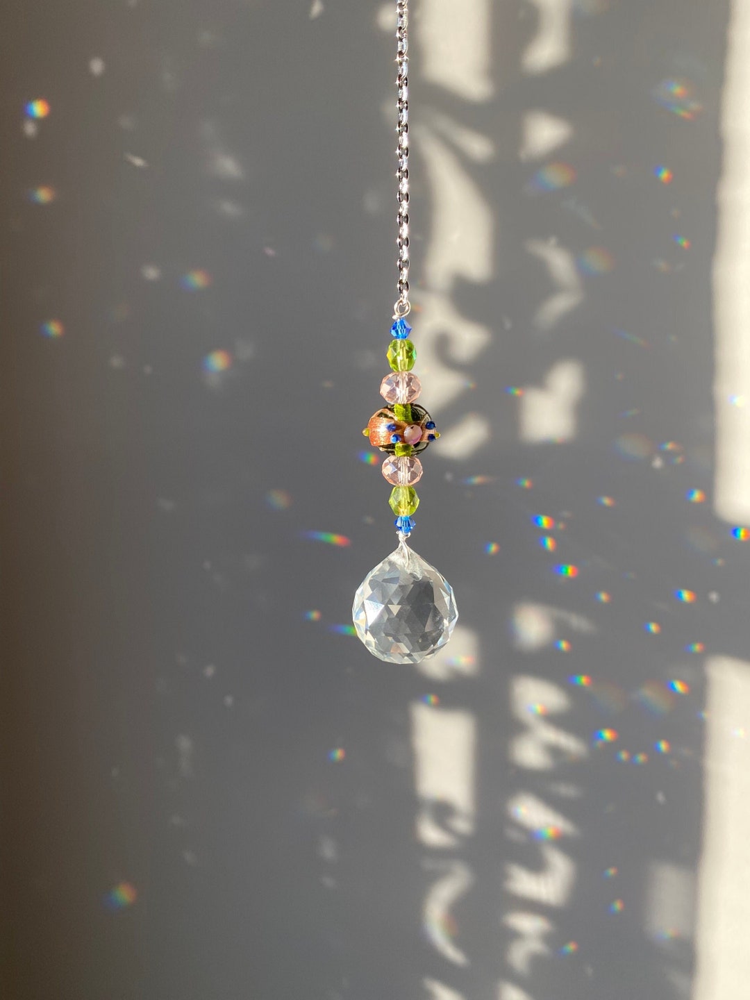 Garden Rose Suncatcher, Window Decoration, Hanging Prism, Rainbow Prism ...