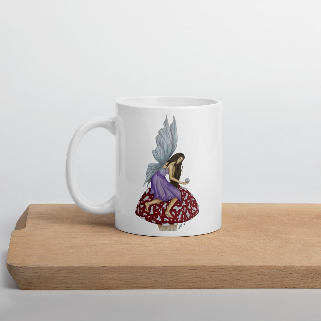 Fairy Mug, Fairy on a Mushroom, Art Print, Fairycore, Mushroom Mug ...