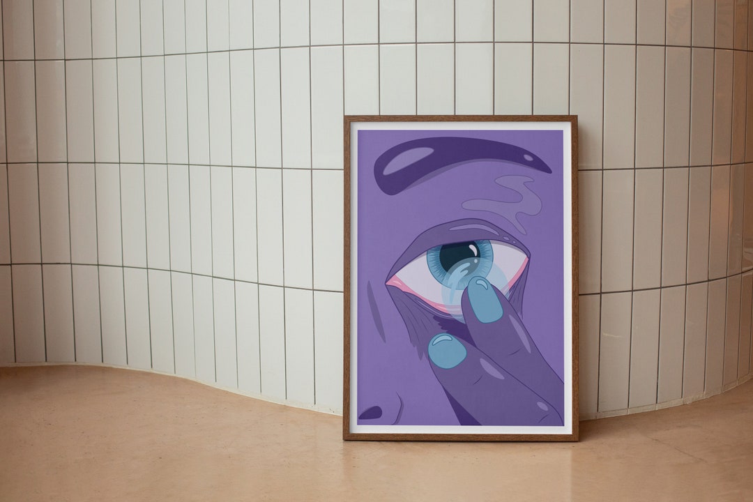 Purple Eye Art Print | Printable Download, Illustrated Portrait Art ...