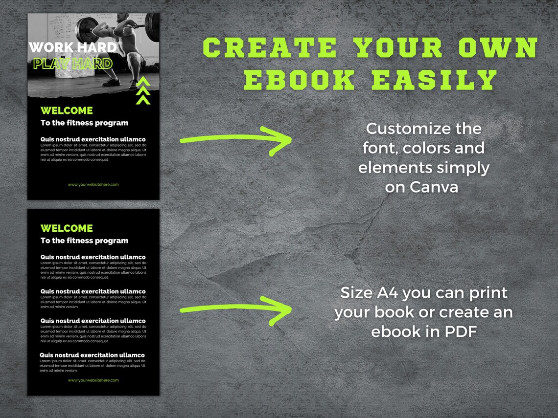 Fitness Ebook Template, Fitness Workbook Template Canva, Personal ...