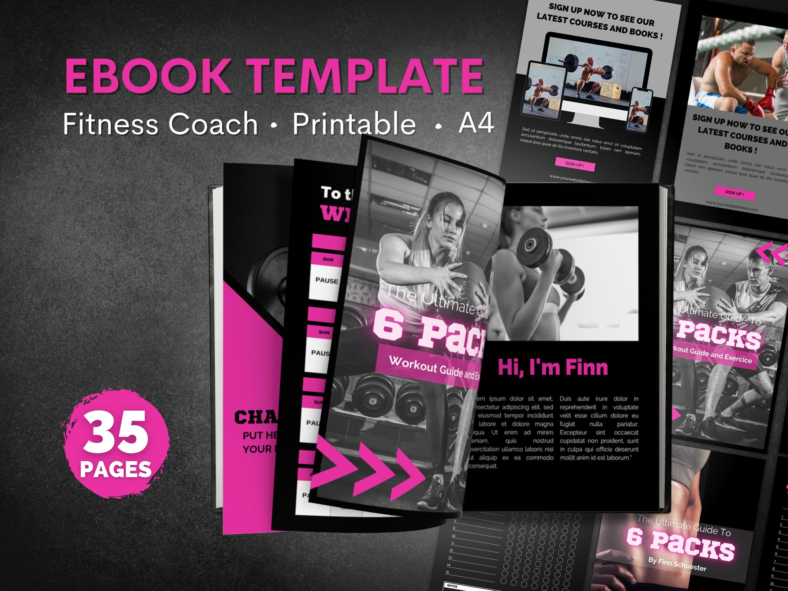 50 Pages Fitness Program Ebook Template, Pink Ebook Template for ...