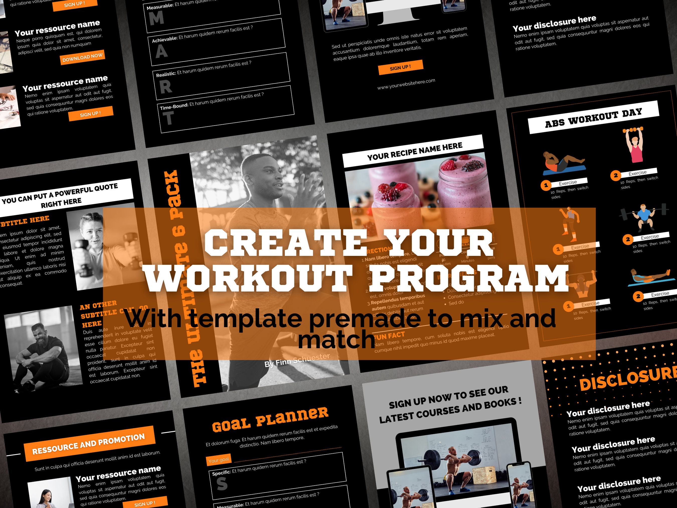 Fitness Program Ebook Template, Orange Ebook Template Canva, Fitness ...