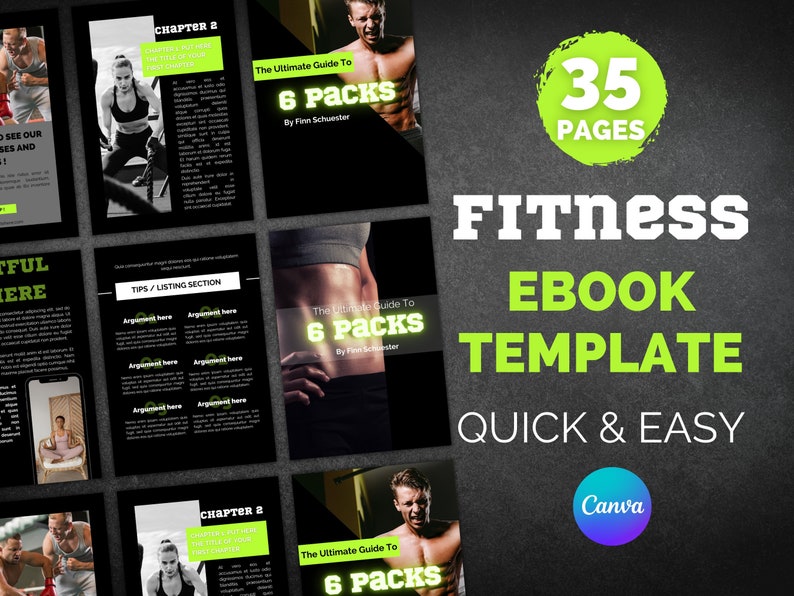 Fitness Ebook Template, Fitness Workbook Template Canva, Personal ...