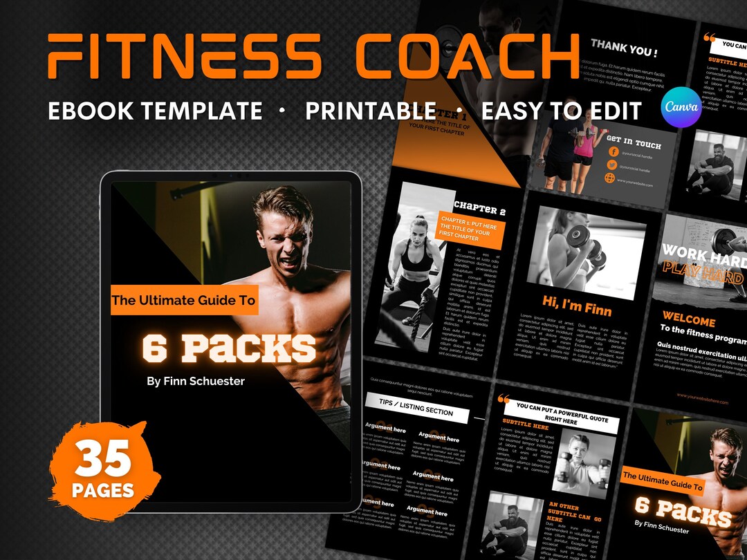 Fitness Program Ebook Template, Orange Ebook Template Canva, Fitness ...