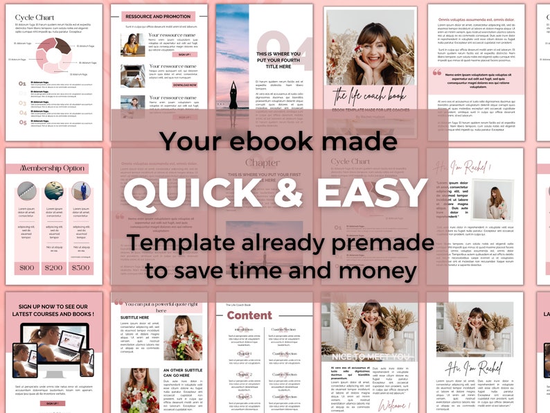Ebook Template Canva Minimalist, Pink Ebook Canva Template, Life Coach ...