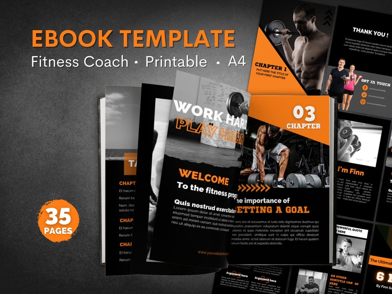 Fitness Program Ebook Template, Orange Ebook Template Canva, Fitness ...