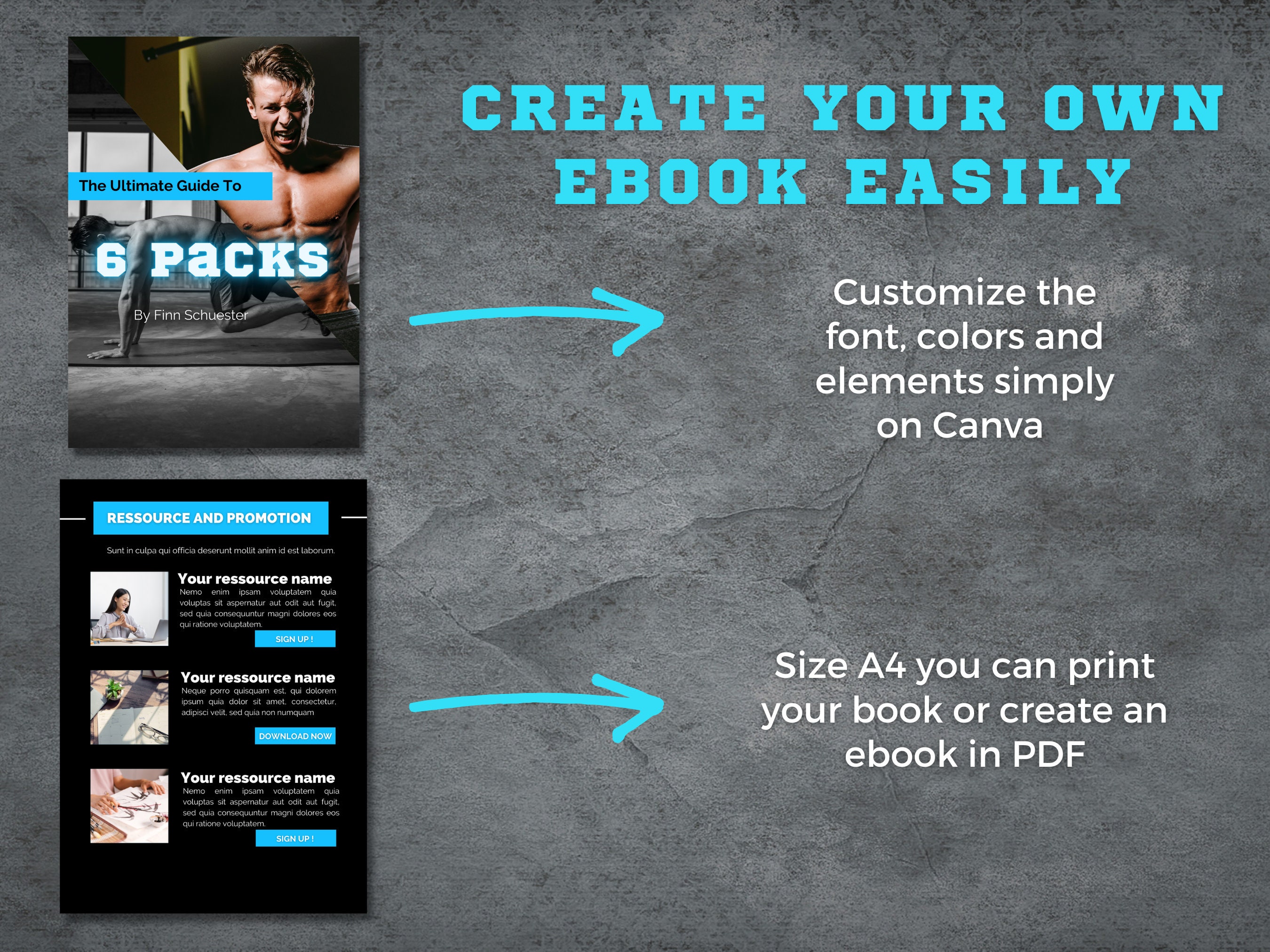 Fitness Ebook Template Canva, Ebook Template Canva, Workbook, Fitness ...