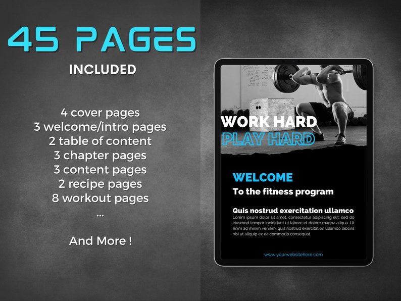 Fitness Ebook Template Canva, Ebook Template Canva, Workbook, Fitness ...