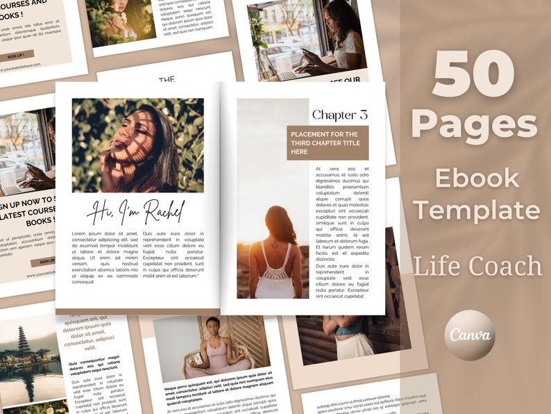 Ebook Template Canva, E-book Template Life Coach, Beige Life Coach ...