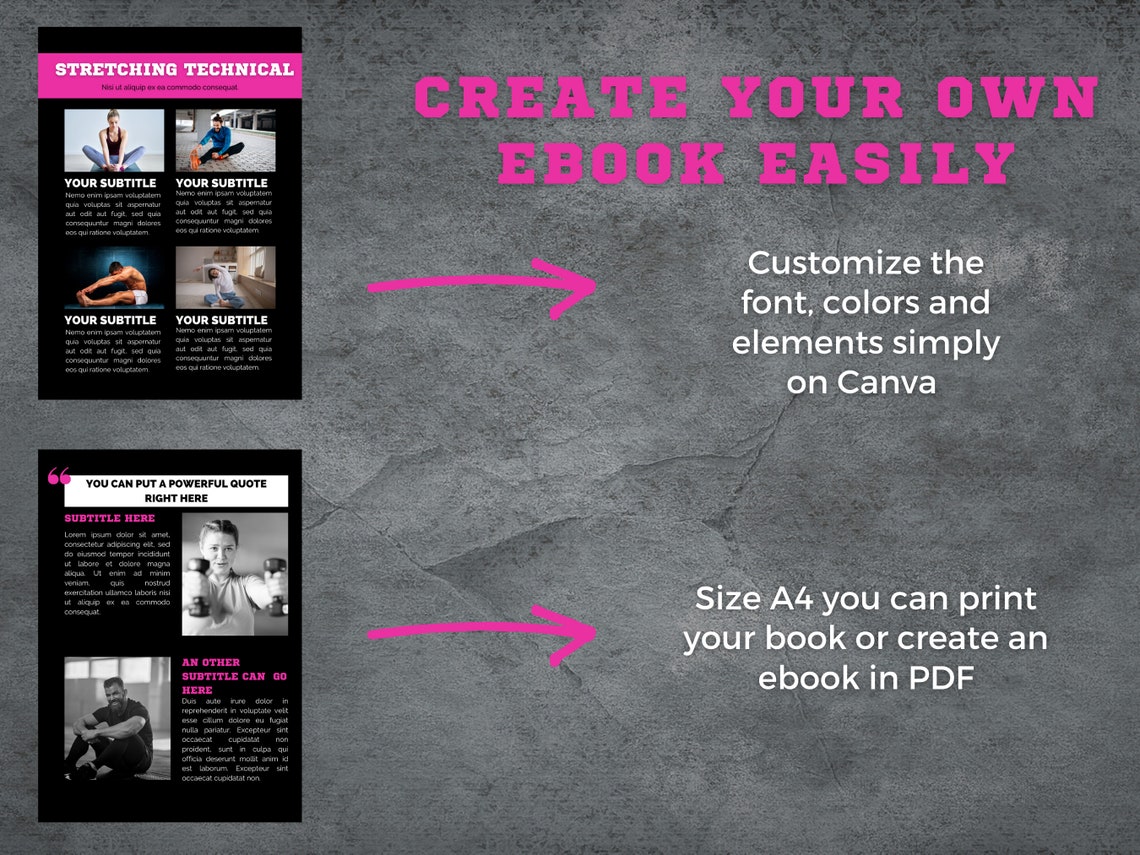 50 Pages Fitness Program Ebook Template, Pink Ebook Template for ...