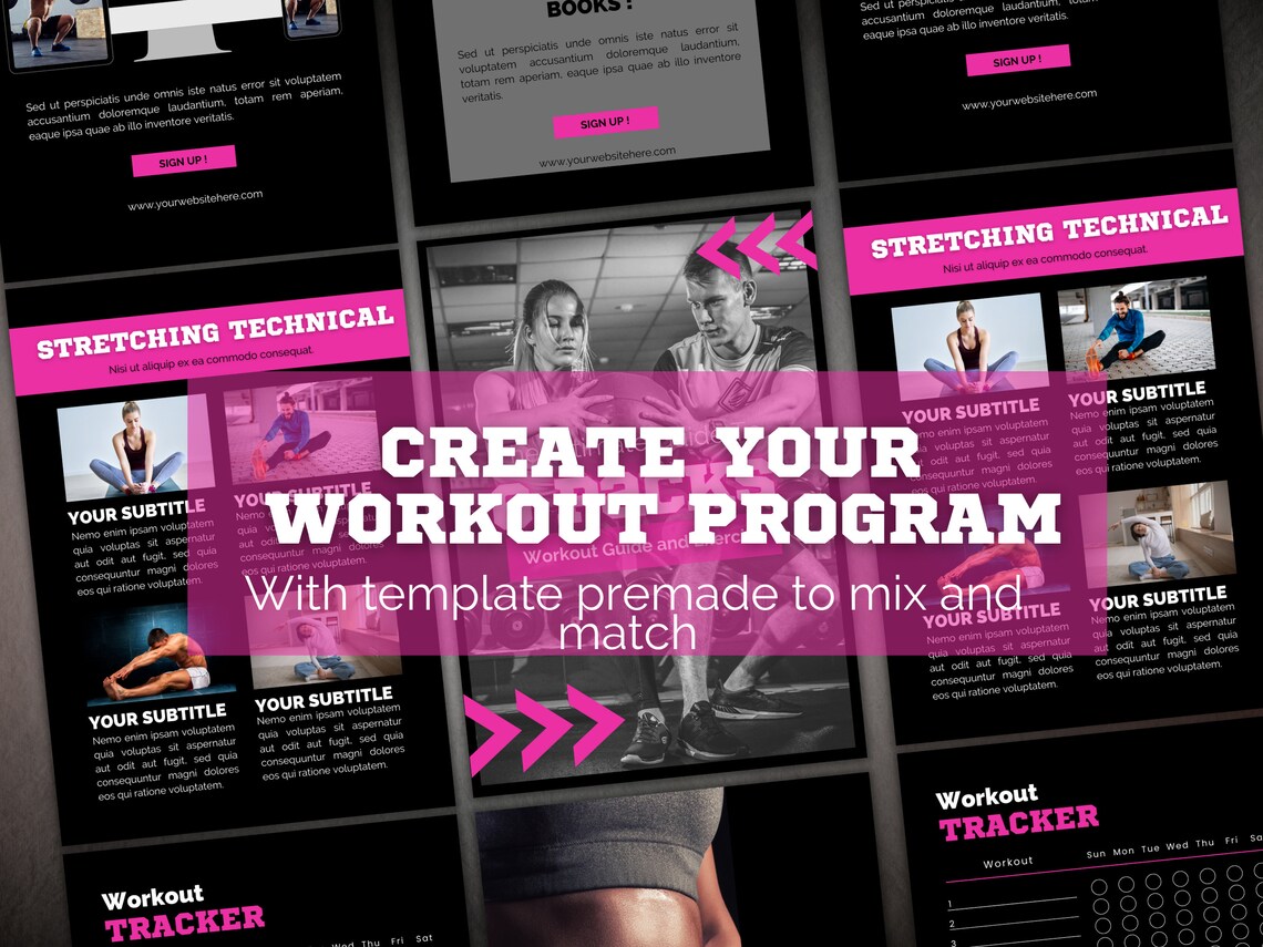 50 Pages Fitness Program Ebook Template, Pink Ebook Template for ...