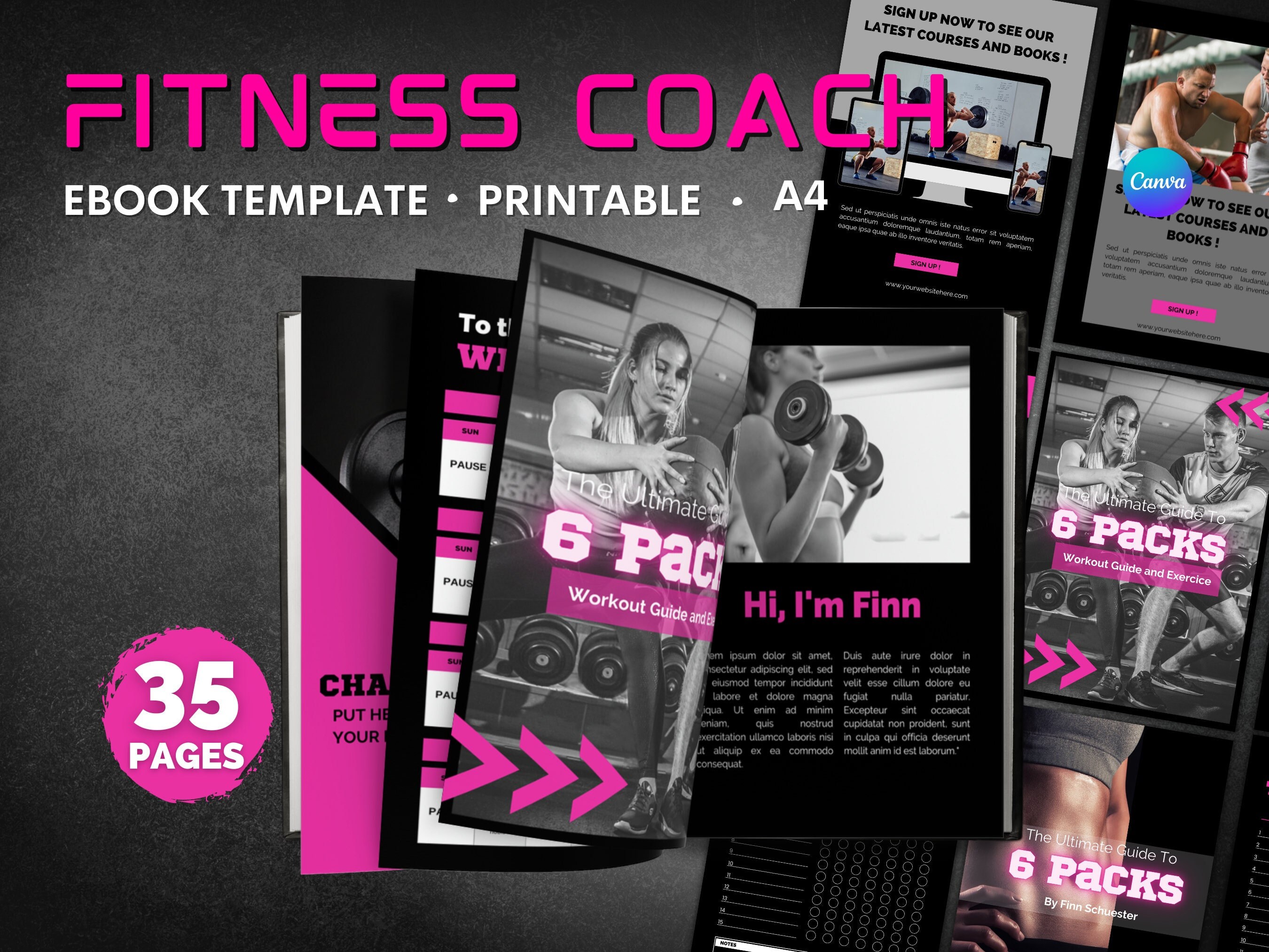 50 Pages Fitness Program Ebook Template, Pink Ebook Template for ...