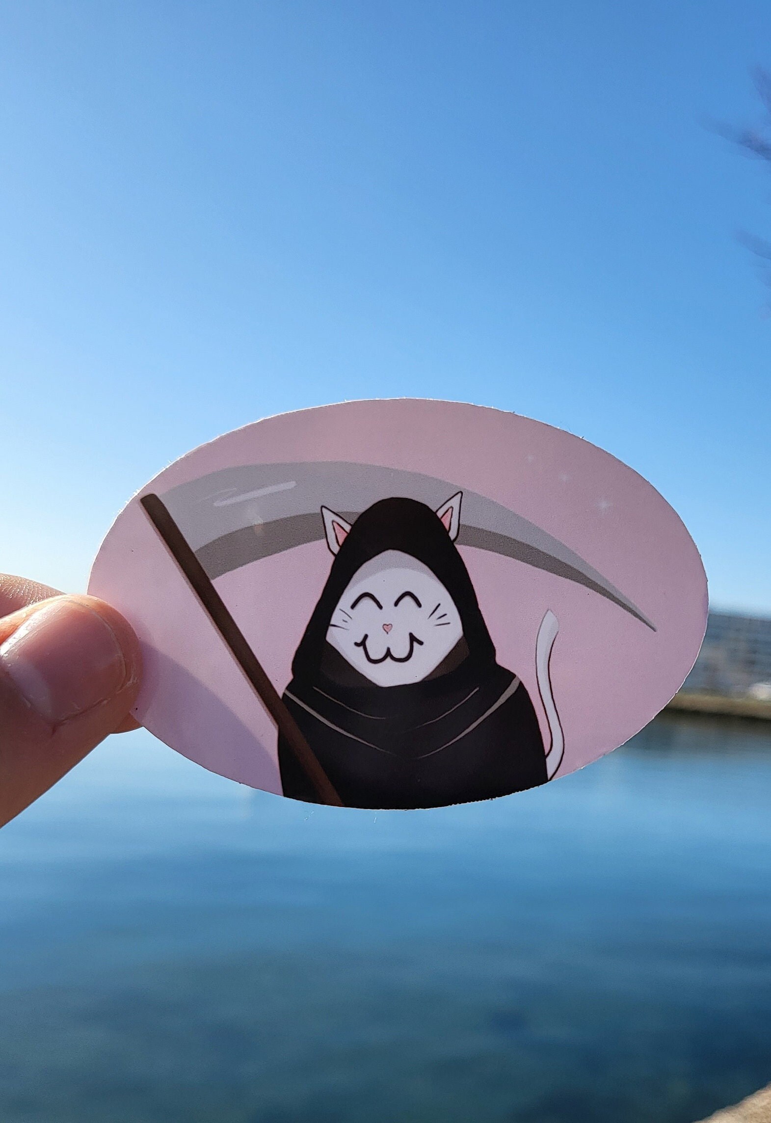 Grim Reaper Cat, Death Cat Sticker, Death RAWR Sticker, Glossy, Large ...