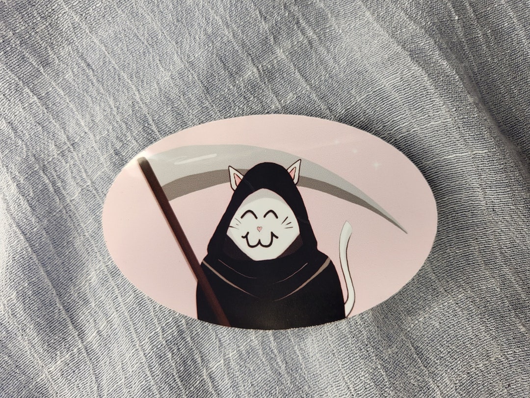 Grim Reaper Cat, Death Cat Sticker, Death RAWR Sticker, Glossy, Large ...