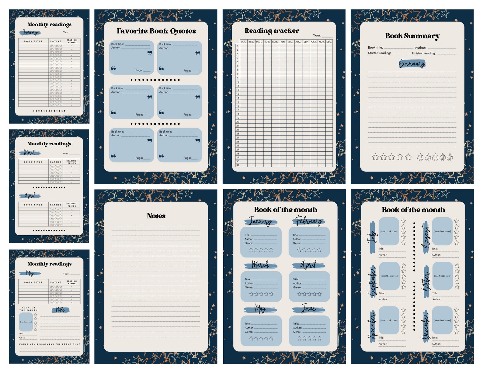 Digital Reading Journal, Printable Book Reading Log, Digital Book ...