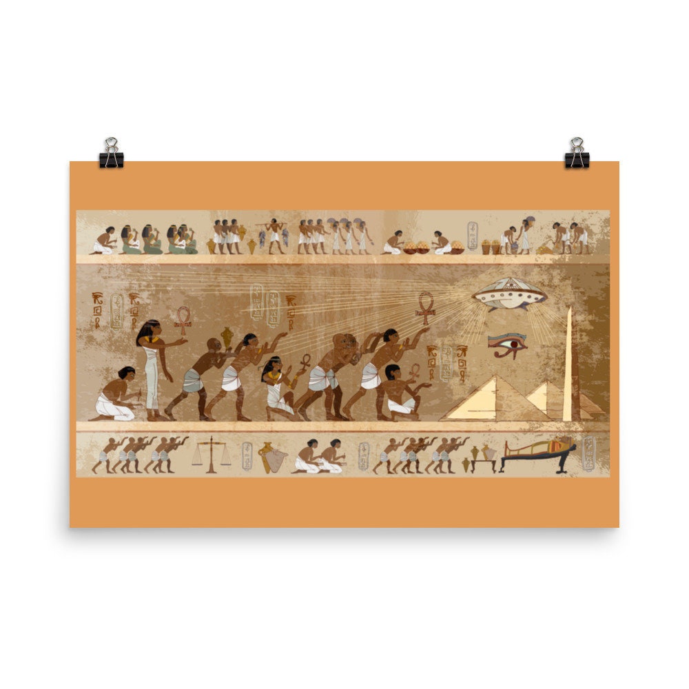 Egyptian UFO Hieroglyphs Poster - Etsy