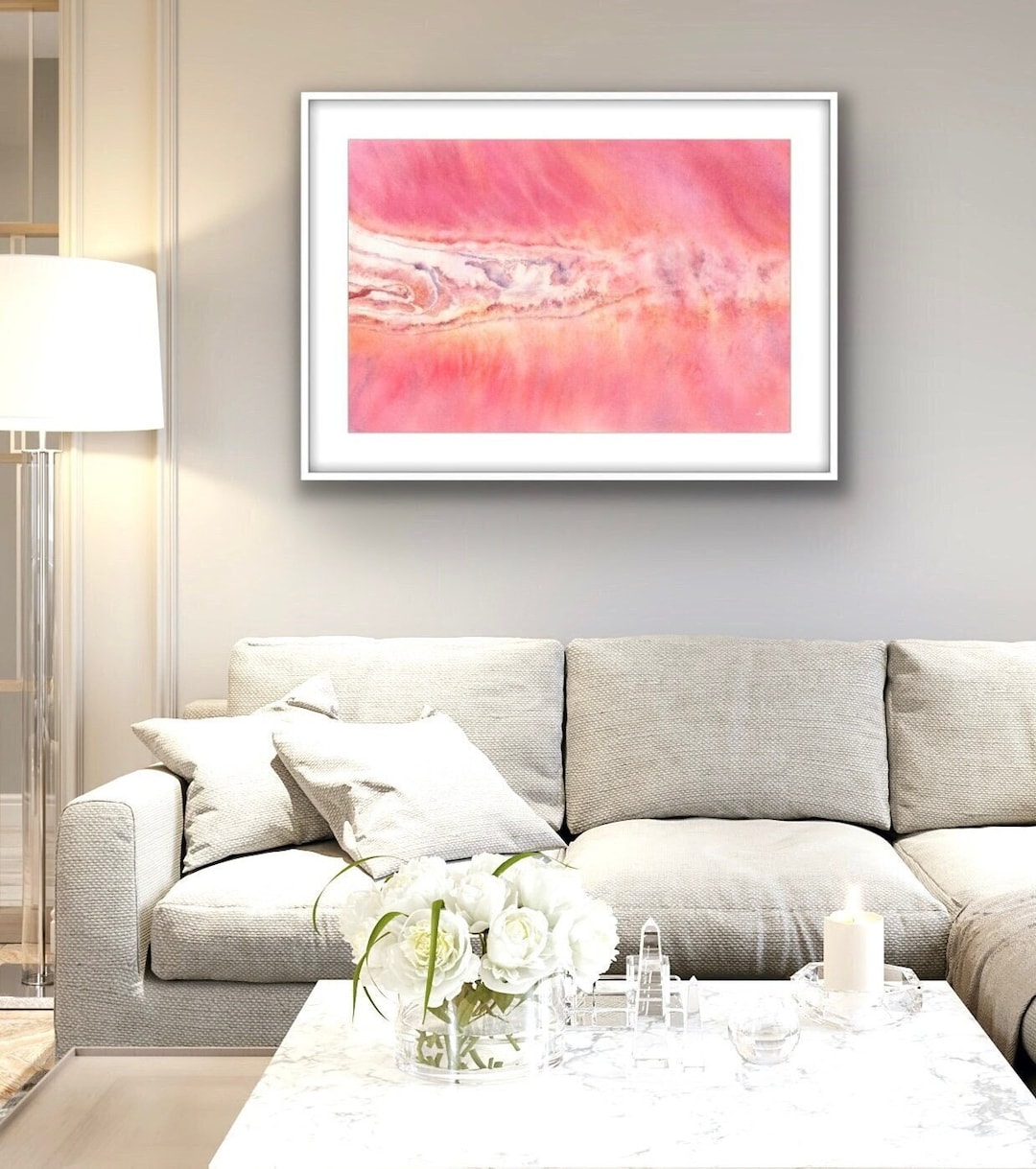 Pink Abstract Art, Large Abstract Print, Watercolor Painting ...