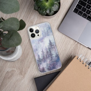Watercolor Winter Snowy Forest Phone Case Christmas Phone - Etsy