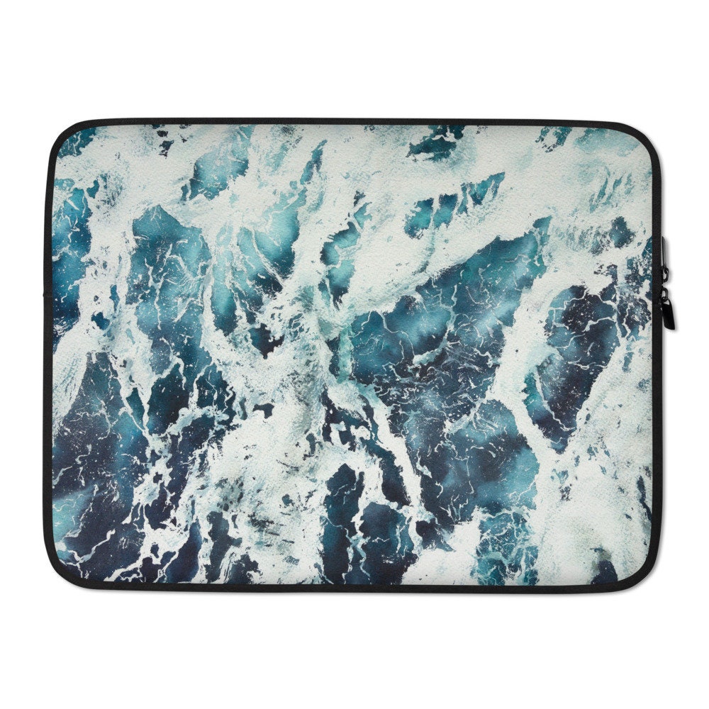 Aesthetic Laptop Case Original Painting Navy Blue Ocean Waves - Etsy