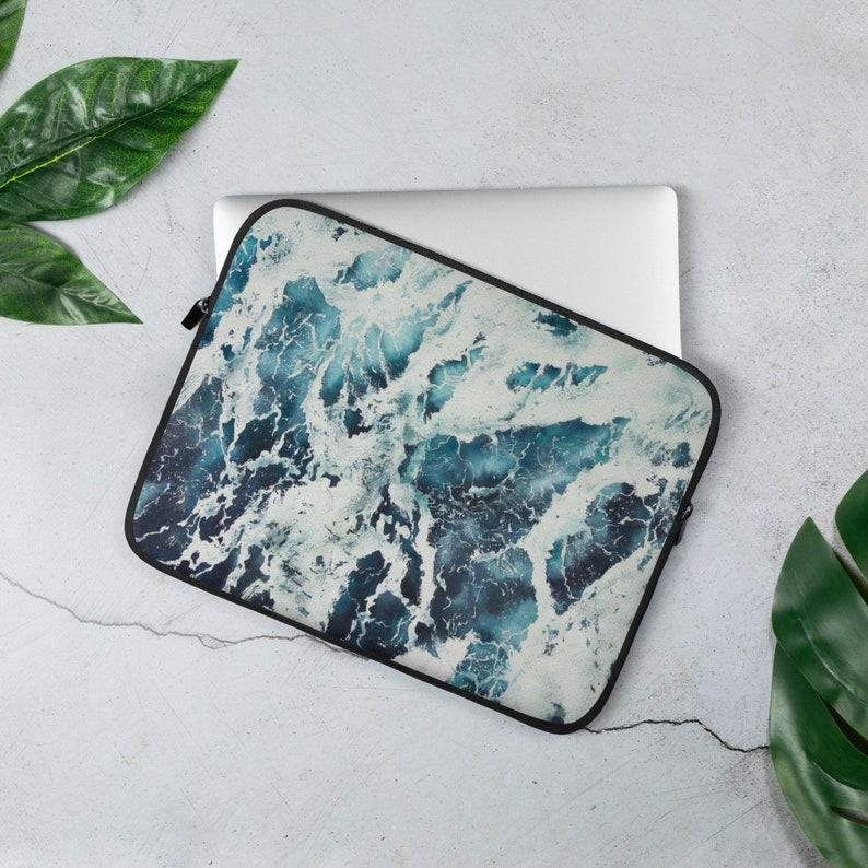 Aesthetic Laptop Case Original Painting Ocean Blue Waves - Etsy
