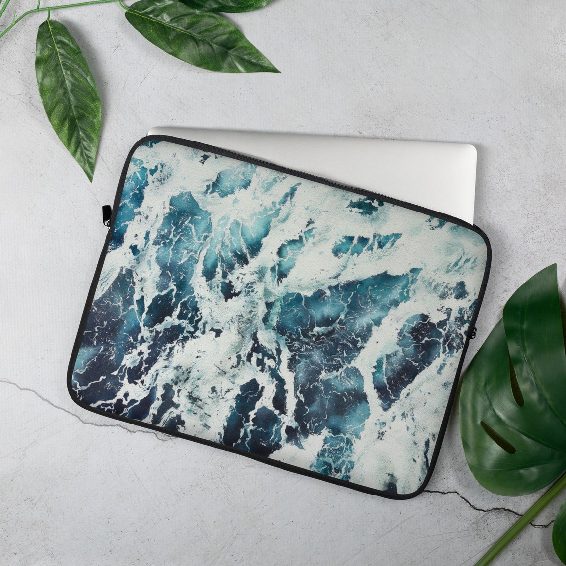 Aesthetic Laptop Case Original Painting Ocean Blue Waves - Etsy