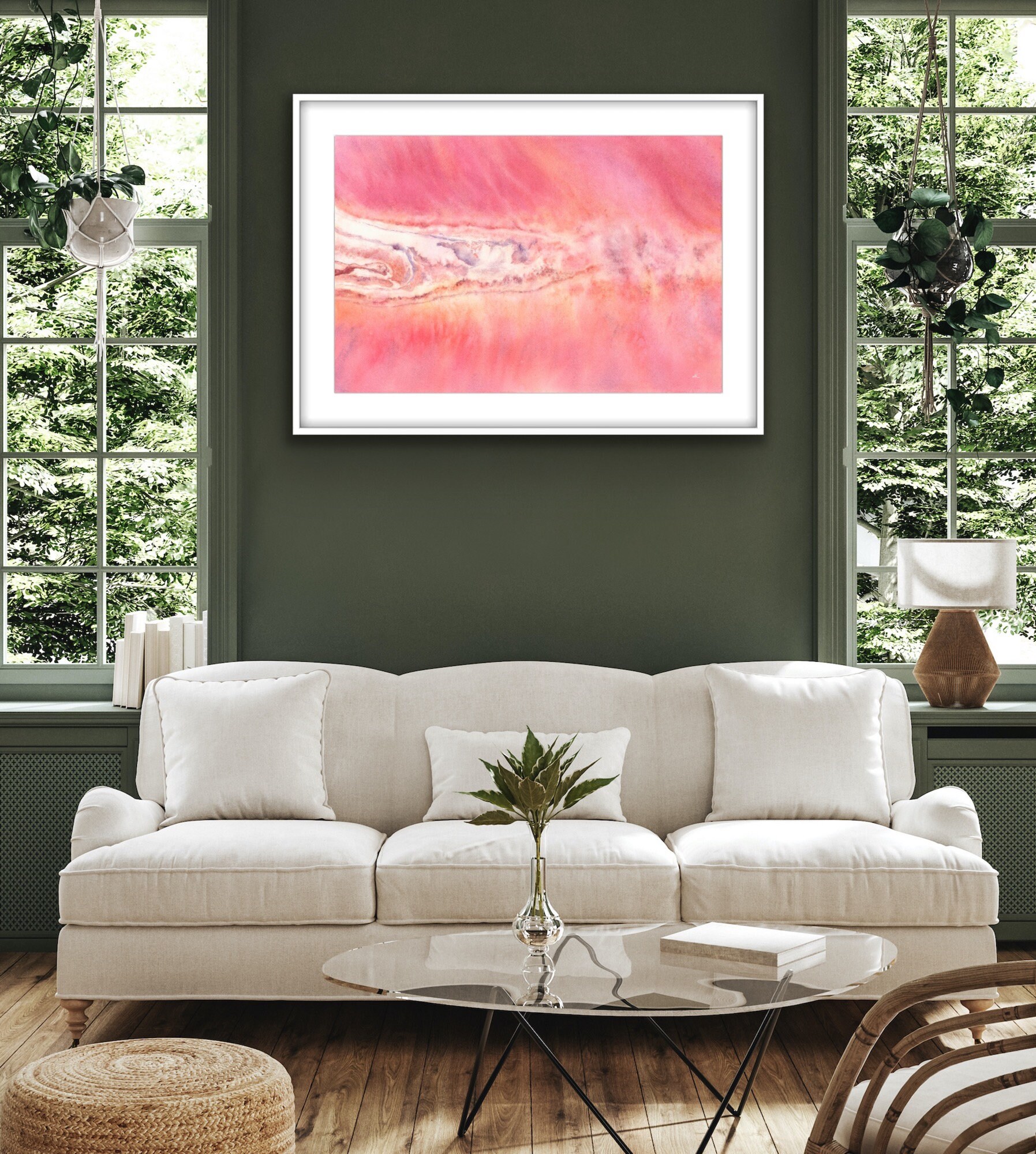 Pink Abstract Art, Large Abstract Print, Watercolor Painting ...