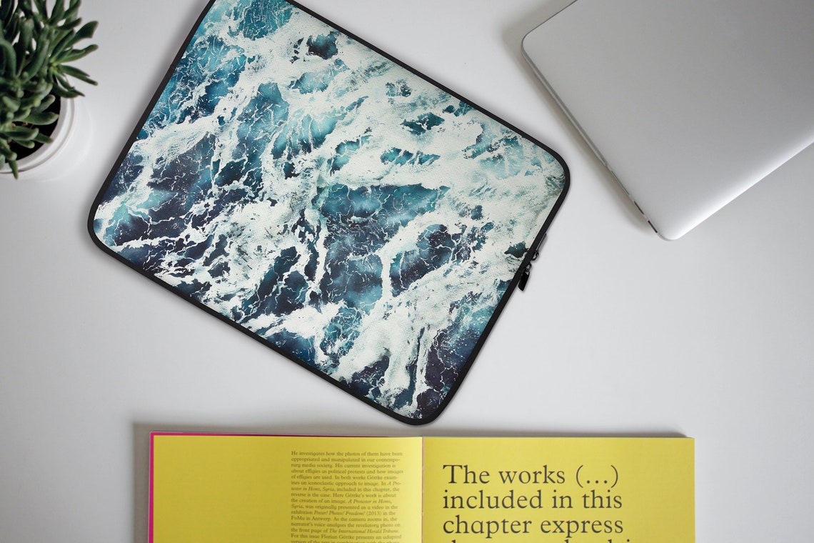 Aesthetic Laptop Case Original Painting Ocean Blue Waves - Etsy