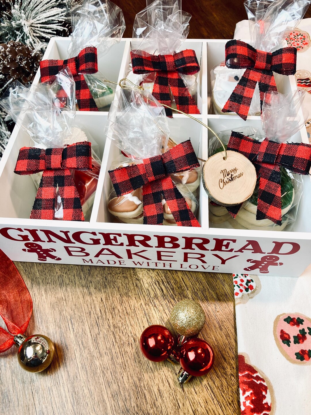 Christmas Decorated Sugar Cookie Box With Wooden Keepsake Bakery Box - Etsy