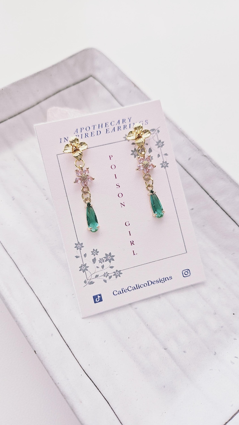 Poison Girl Earrings - Apothecary Floral Drop Earrings | Anime Inspired ...