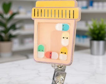 Holiday Pill Shaker Retractable Badge Reel, Nurse Teacher Appreciation ...