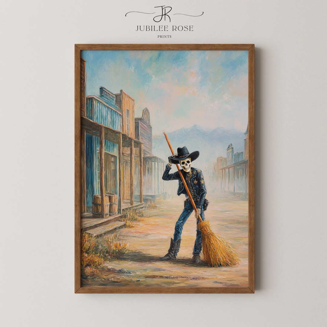 Vintage Western Skeleton Sheriff Art - Printable Cowboy Painting ...