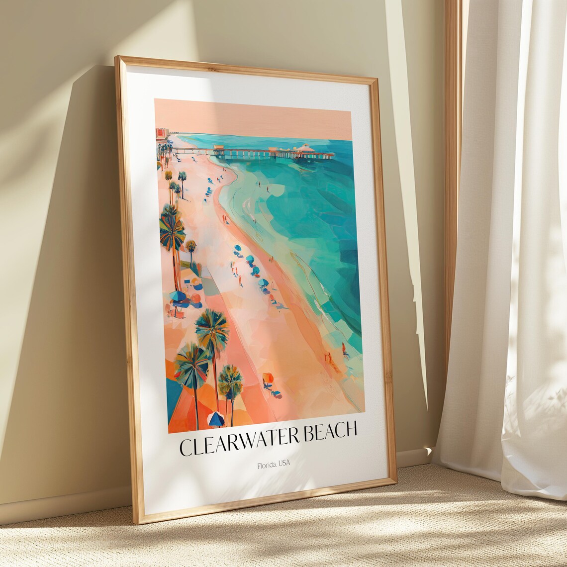Clearwater Beach Florida Poster: Vintage Coastal Print (digital ...