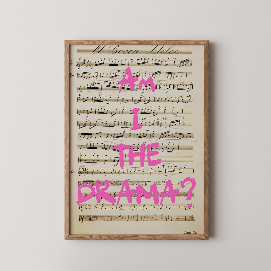 Am I the Drama? - Playful Retro Typography Art, Bold Kitchen Decor, Fun ...