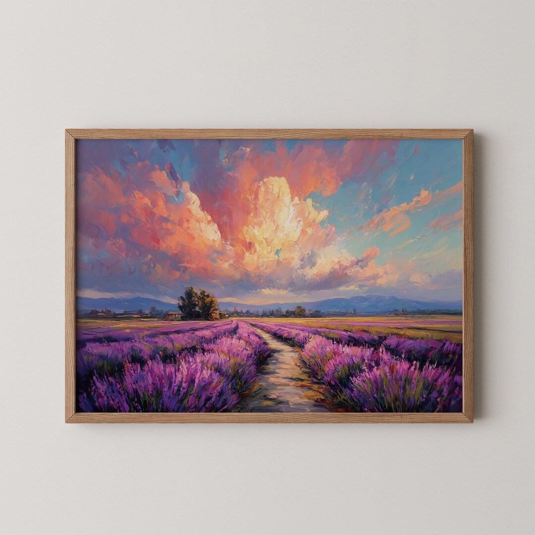 Printable Oil Painting of Winding Path Through Field - Rustic Landscape ...