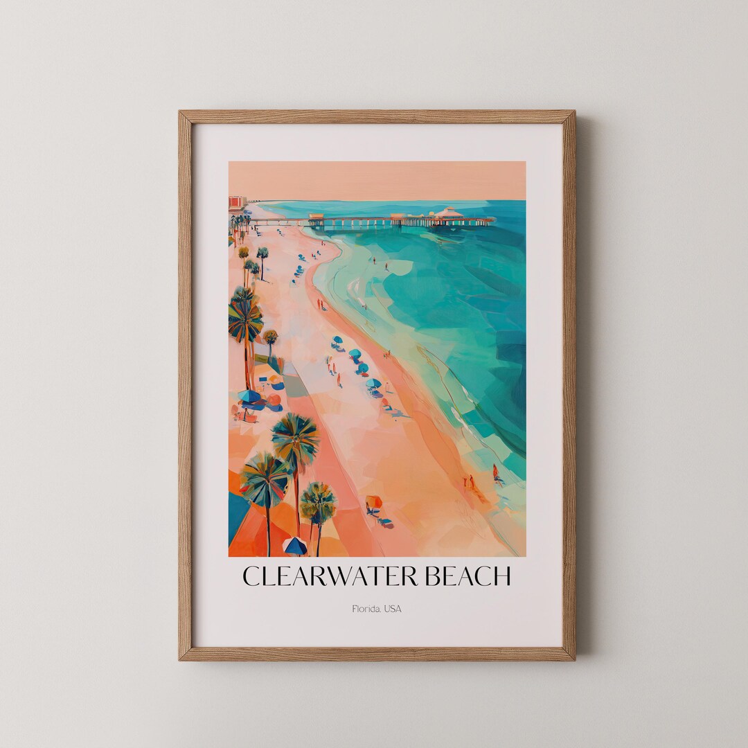 Clearwater Beach Florida Poster: Vintage Coastal Print (digital ...