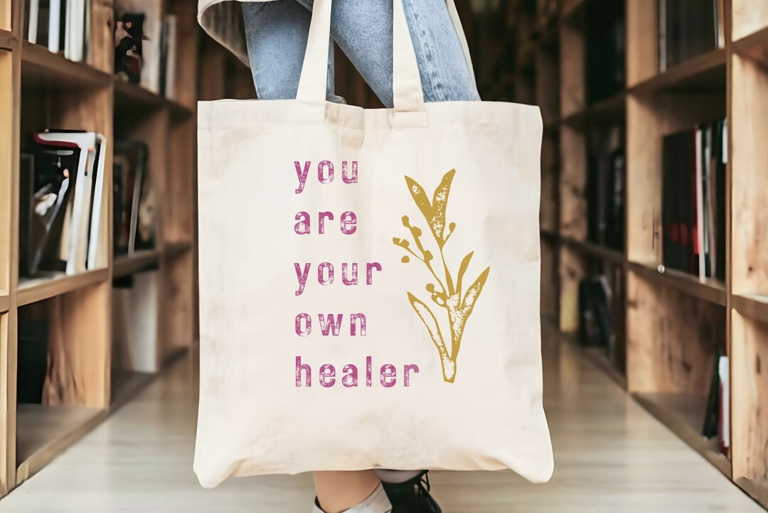Inspirational Quote Floral Tote Bag for Healing Gift, You Are Your Own ...