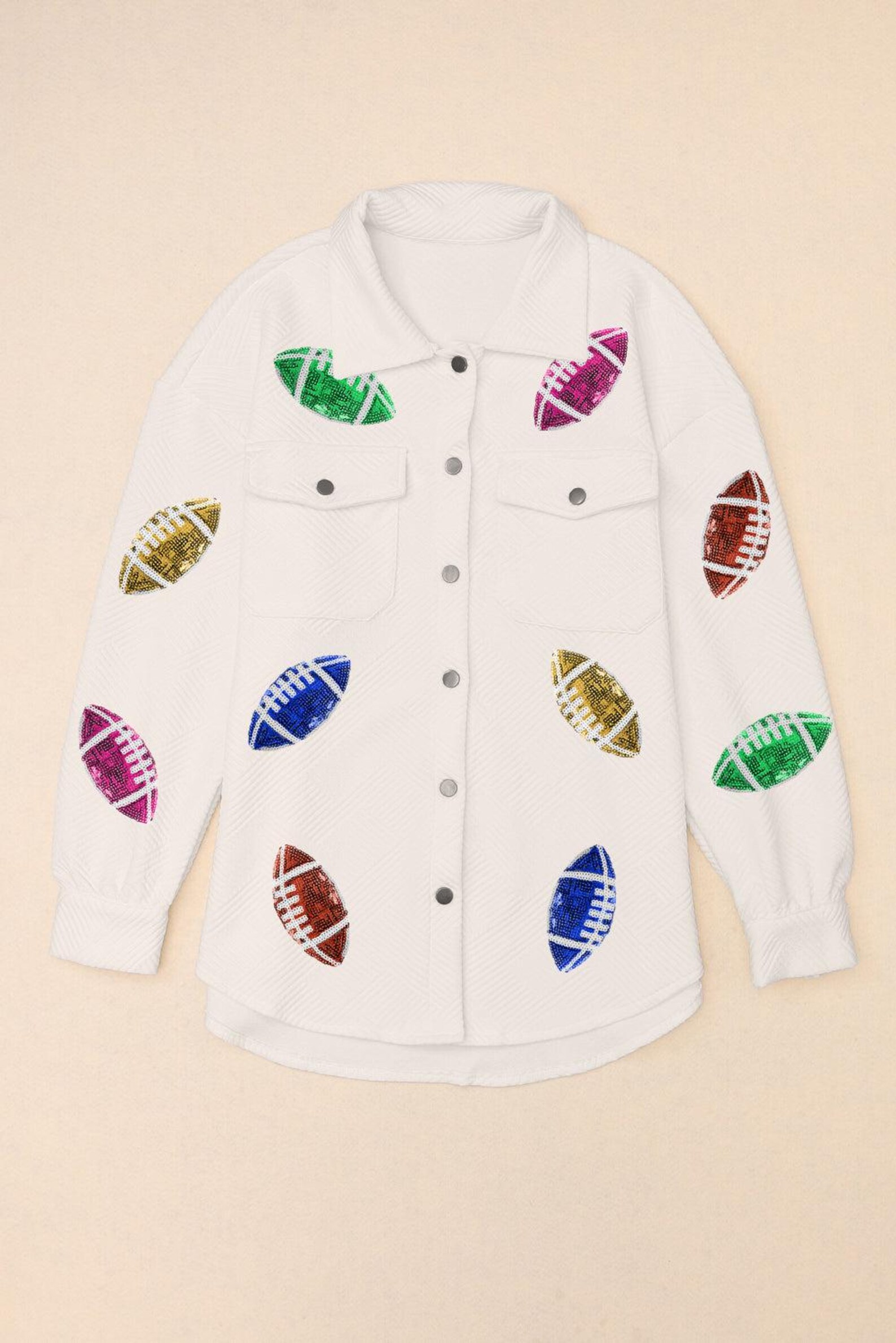 Beige Sequin Football Shirt Jacket - Etsy