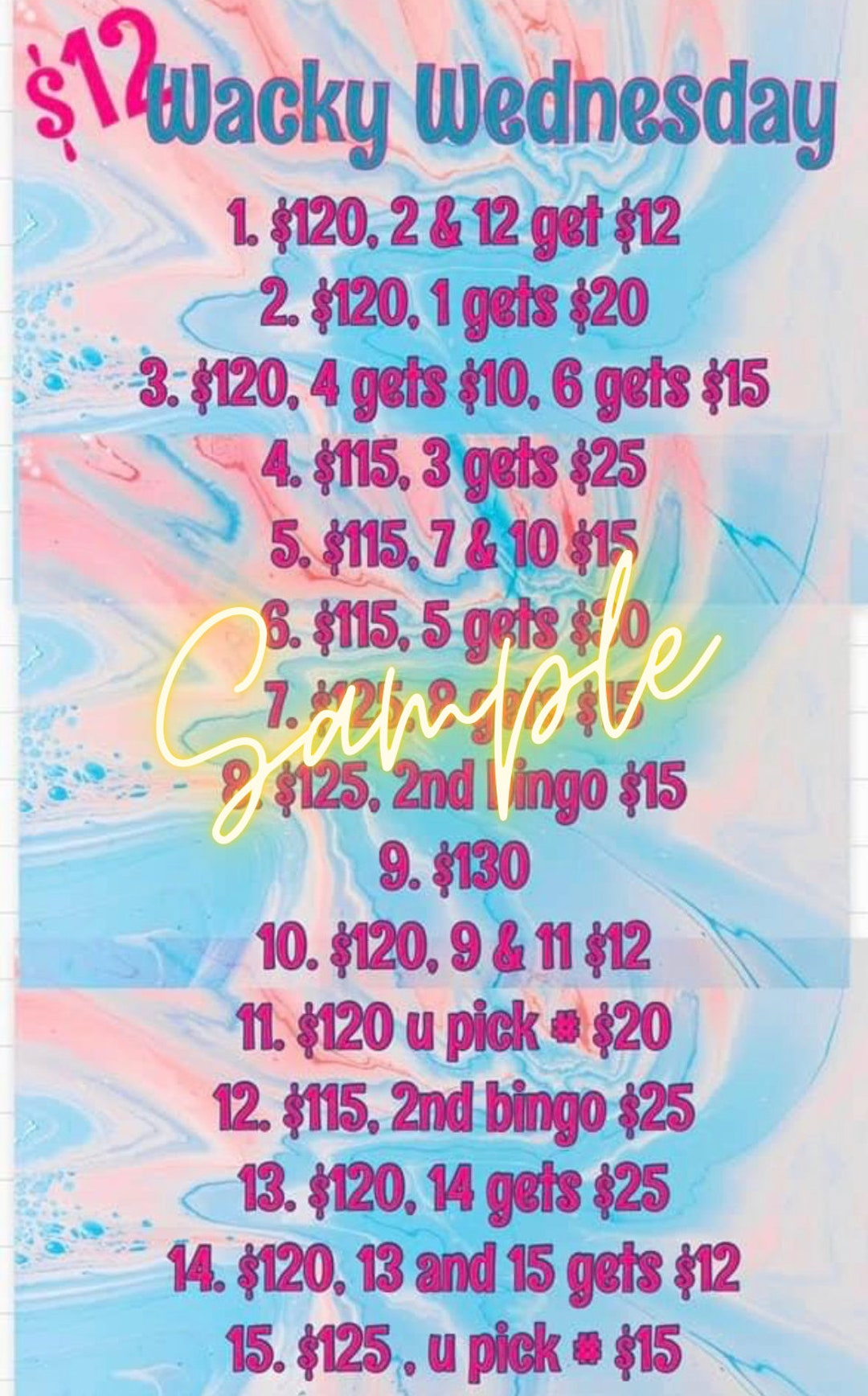 Bingo/raffle Board - Etsy