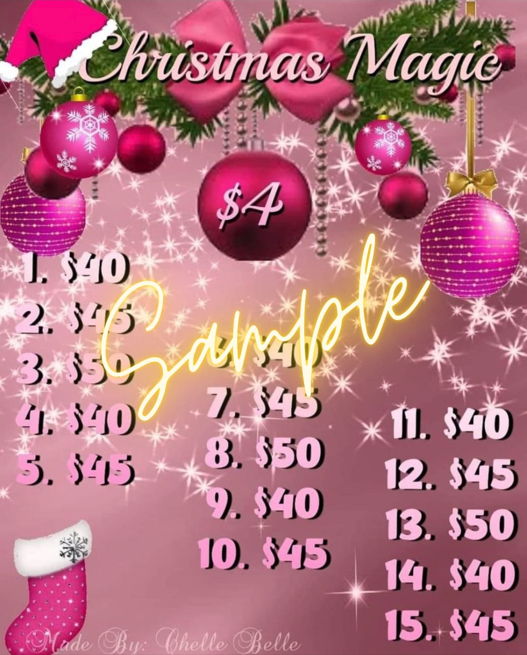 Christmas Raffle Bingo Board - Etsy