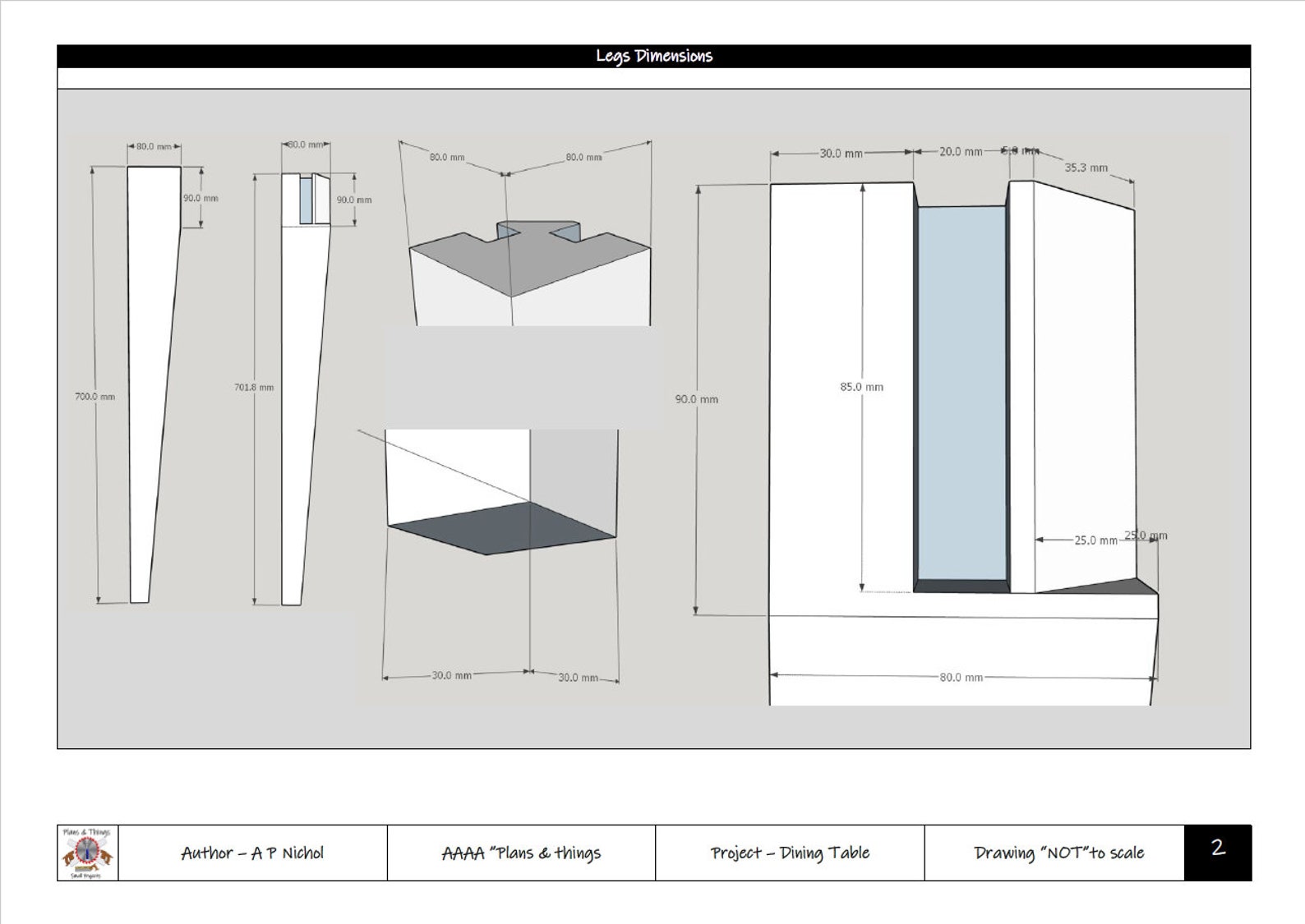 Shaker Style Dining Table - Drawings / Plans - Etsy