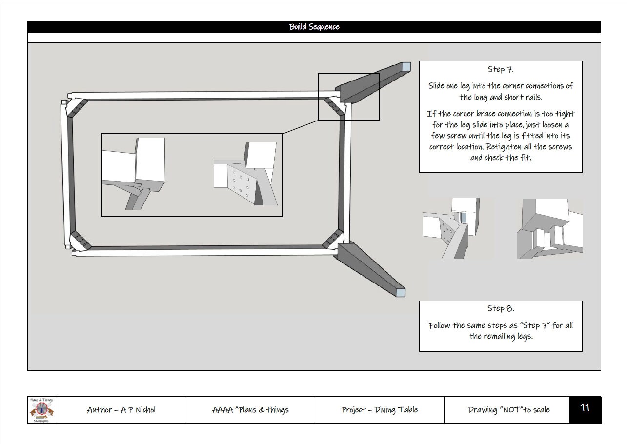 Shaker Style Dining Table - Drawings / Plans - Etsy