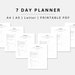7 Day Planner Printable, Daily Planner Printable, Weekly Planner ...