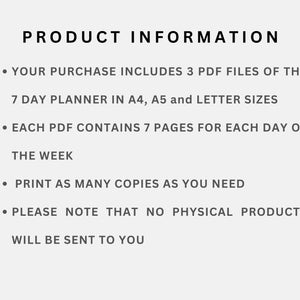 7 Day Planner Printable, Daily Planner Printable, Weekly Planner ...