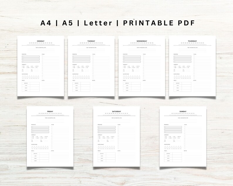 7 Day Planner Printable, Daily Planner Printable, Weekly Planner ...