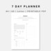 7 Day Planner Printable, Daily Planner Printable, Weekly Planner ...