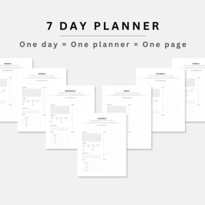 7 Day Planner Printable, Daily Planner Printable, Weekly Planner ...
