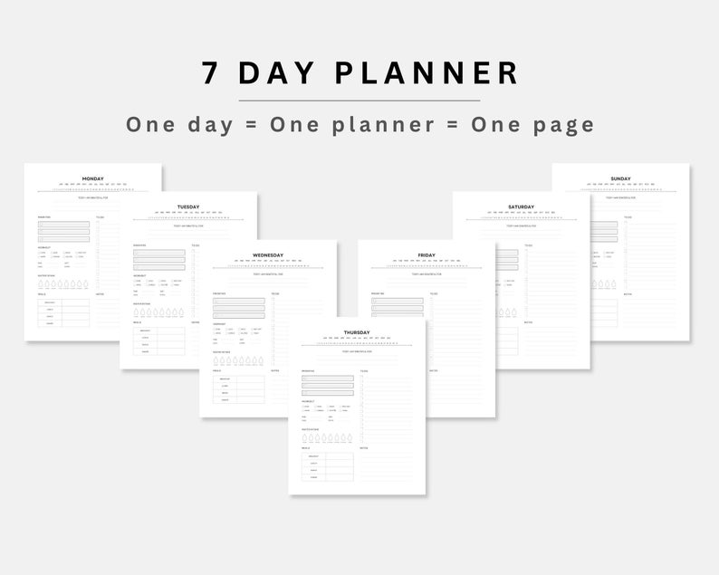 7 Day Planner Printable, Daily Planner Printable, Weekly Planner ...
